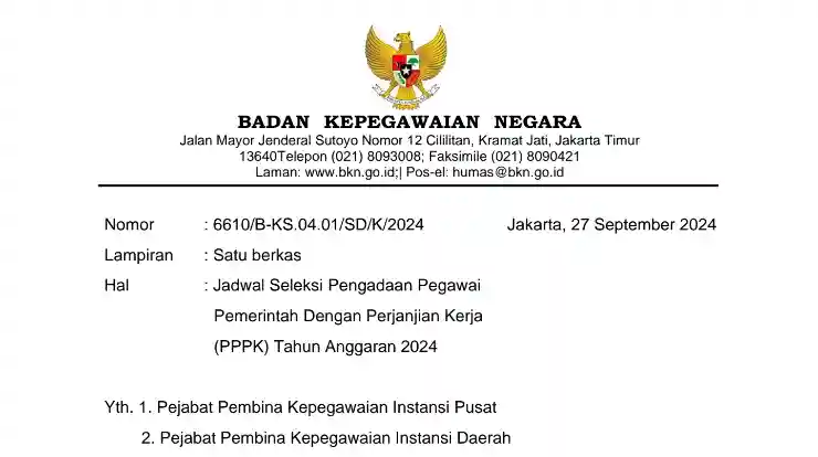 Resmi, BKN Rilis Jadwal Seleksi PPPK 2024 Resmi, BKN Rilis Jadwal Seleksi PPPK 2024